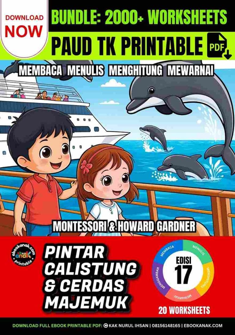 Worksheets Printable PAUD TK Pintar Calistung dan Cerdas Majemuk Edisi ...